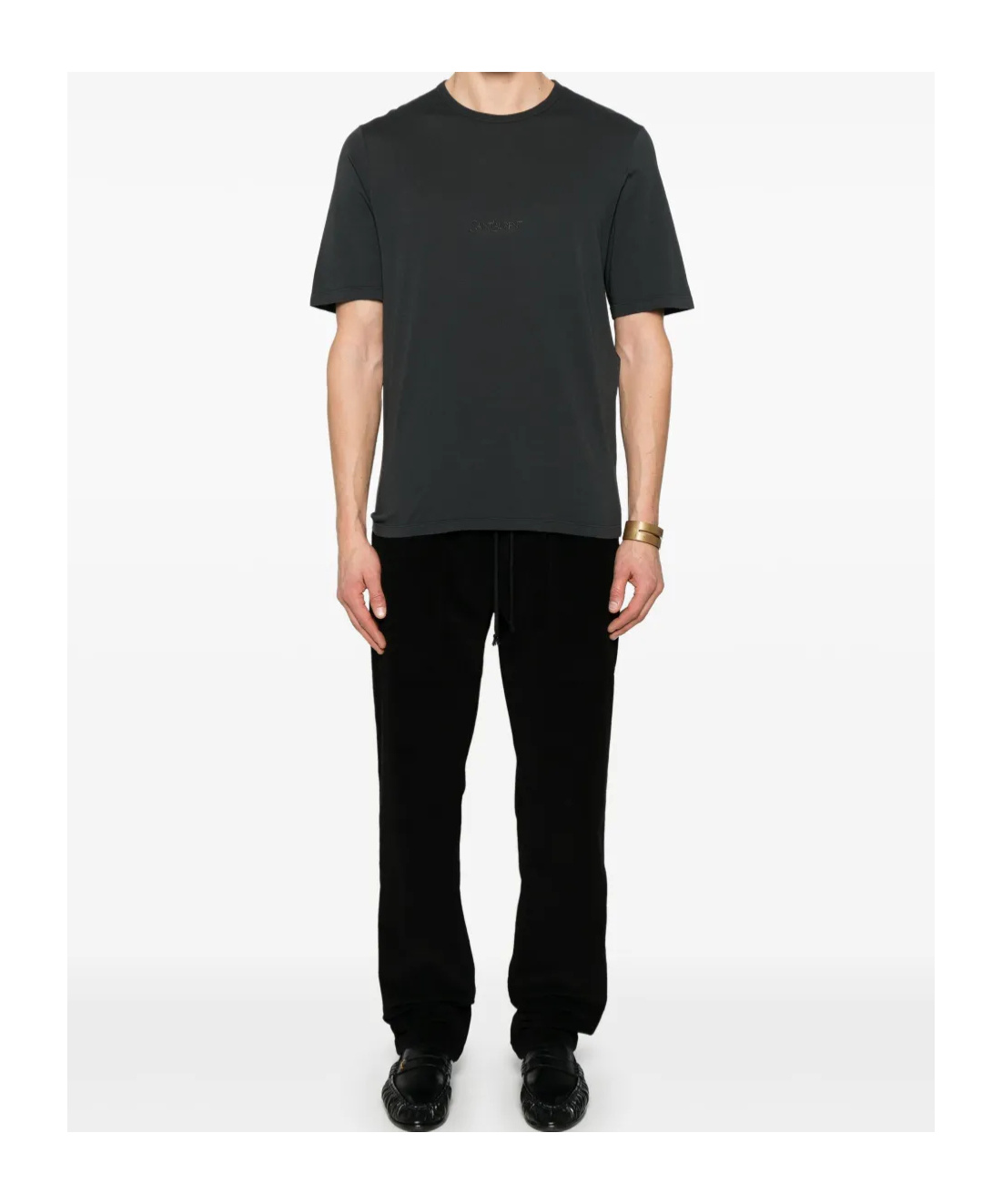 SAINT LAURENT Saint Laurent Logo Embroidered Crewneck T-Shirt